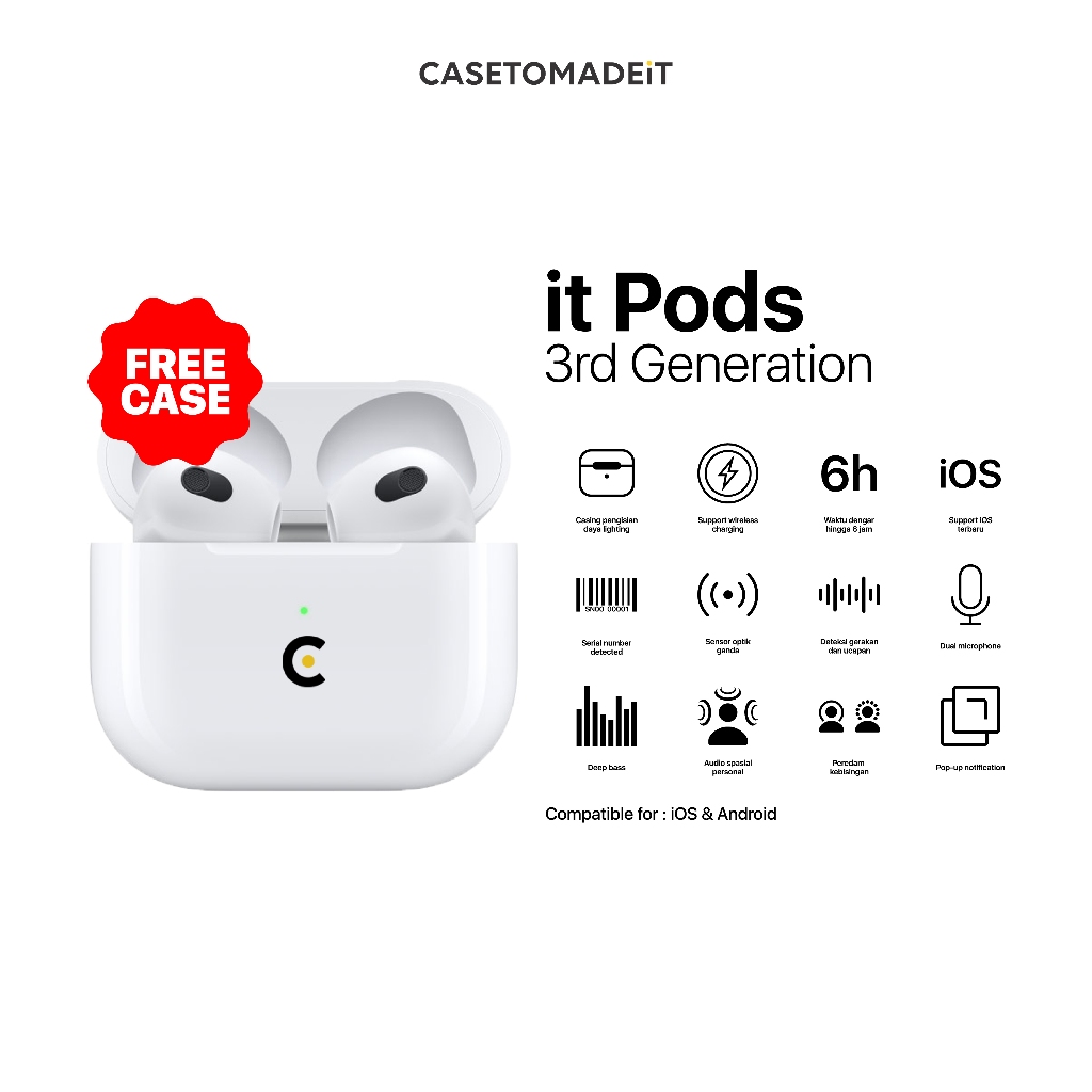 Jual It Pods Gen 3 Wireless Charging Case Imei Rename Serial Number