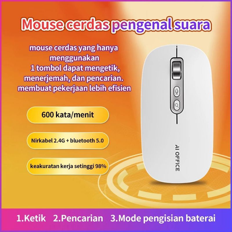 Jual Mouse M108 AI Cerdas Pengenal Suara Rechargeable | Shopee Indonesia
