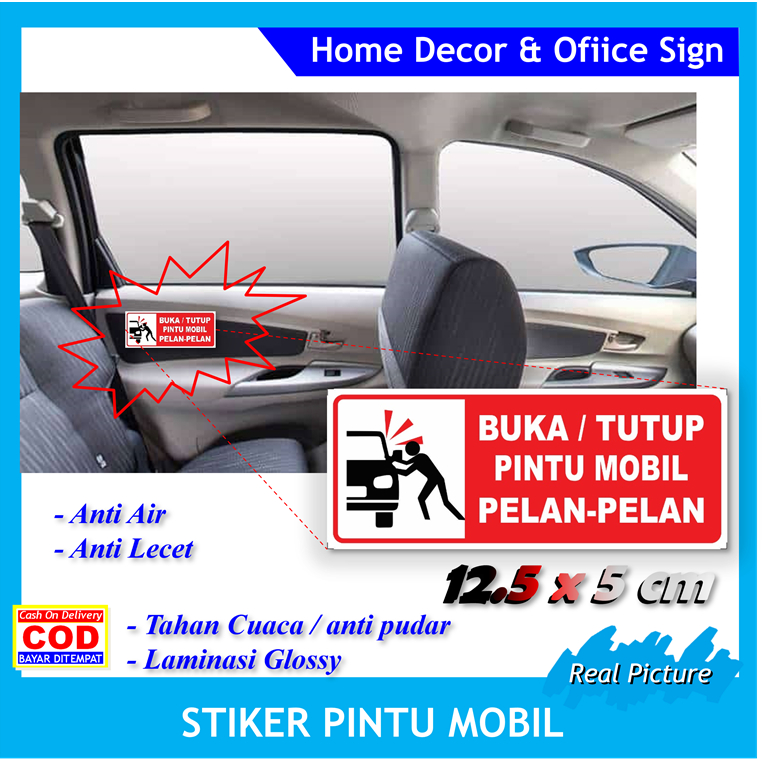 Jual Emblem stiker mobil buka tutup pintu pelan pelan sticker anti ...