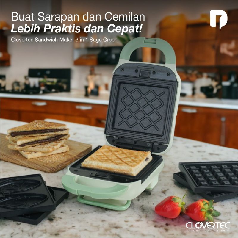 Jual CLOVERTEC SANDWICH WAFFLE ELEKTRIK | Shopee Indonesia