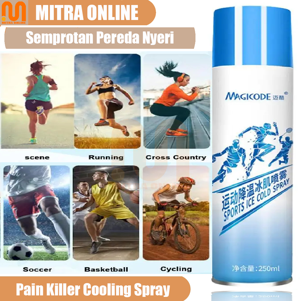 Jual MAGICODE Semprotan Pereda Nyeri Pain Killer Cooling Spray 250 ml - M20CS - White/Blue Mitra ...