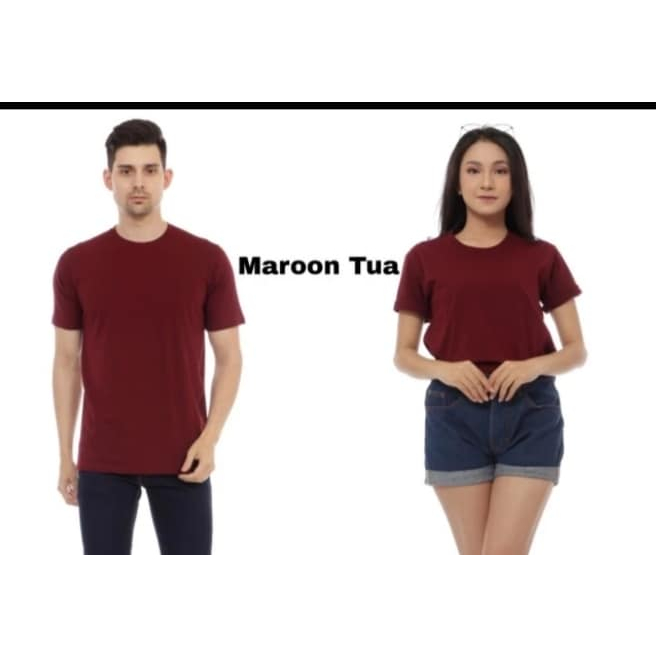 Jual ( semi katun combed 24s ) kaos polos maroon lengan pendek - oblong ...