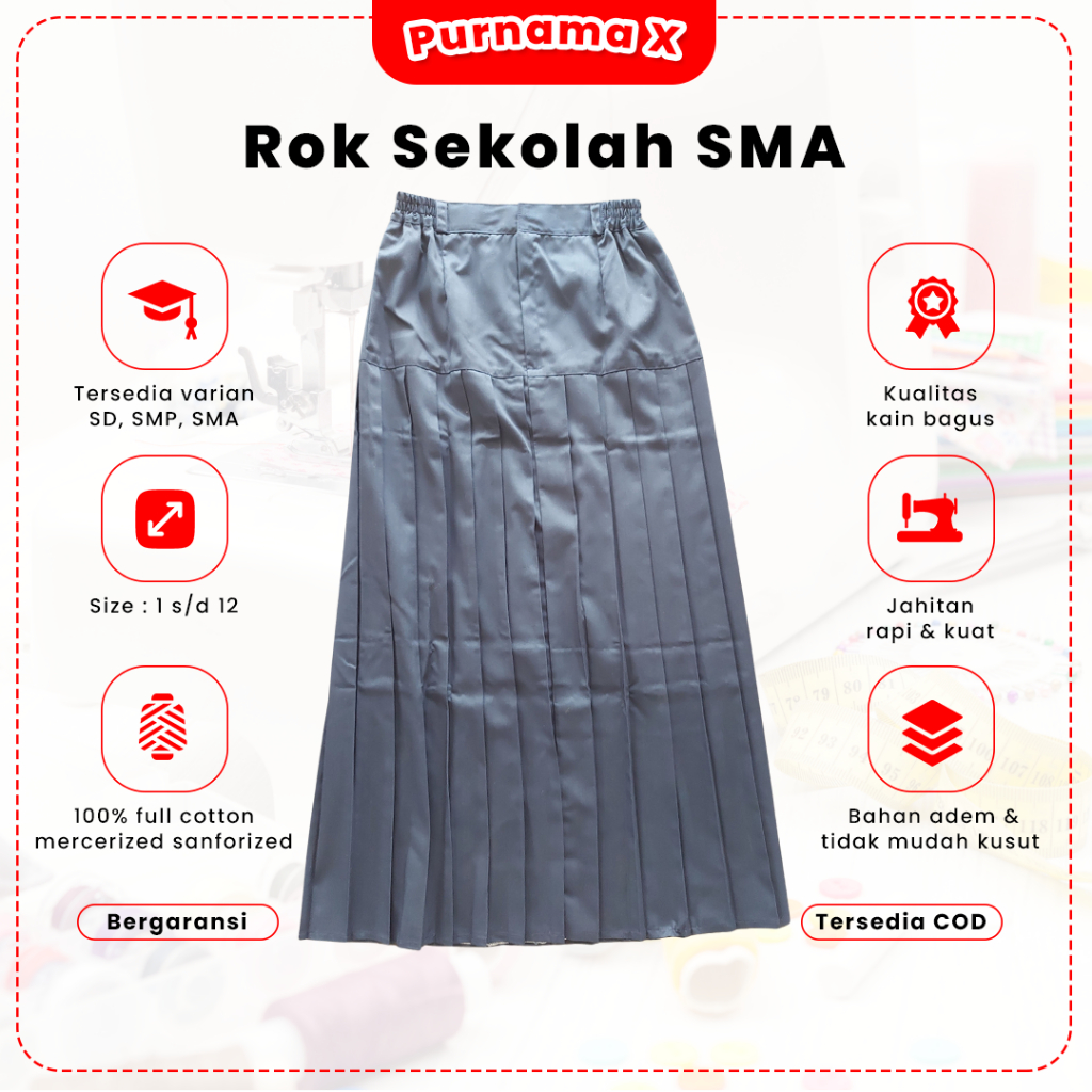 Jual Rok Sekolah SMA Rampel Full Panjang Warna Abu Seragam Sekoalah ...