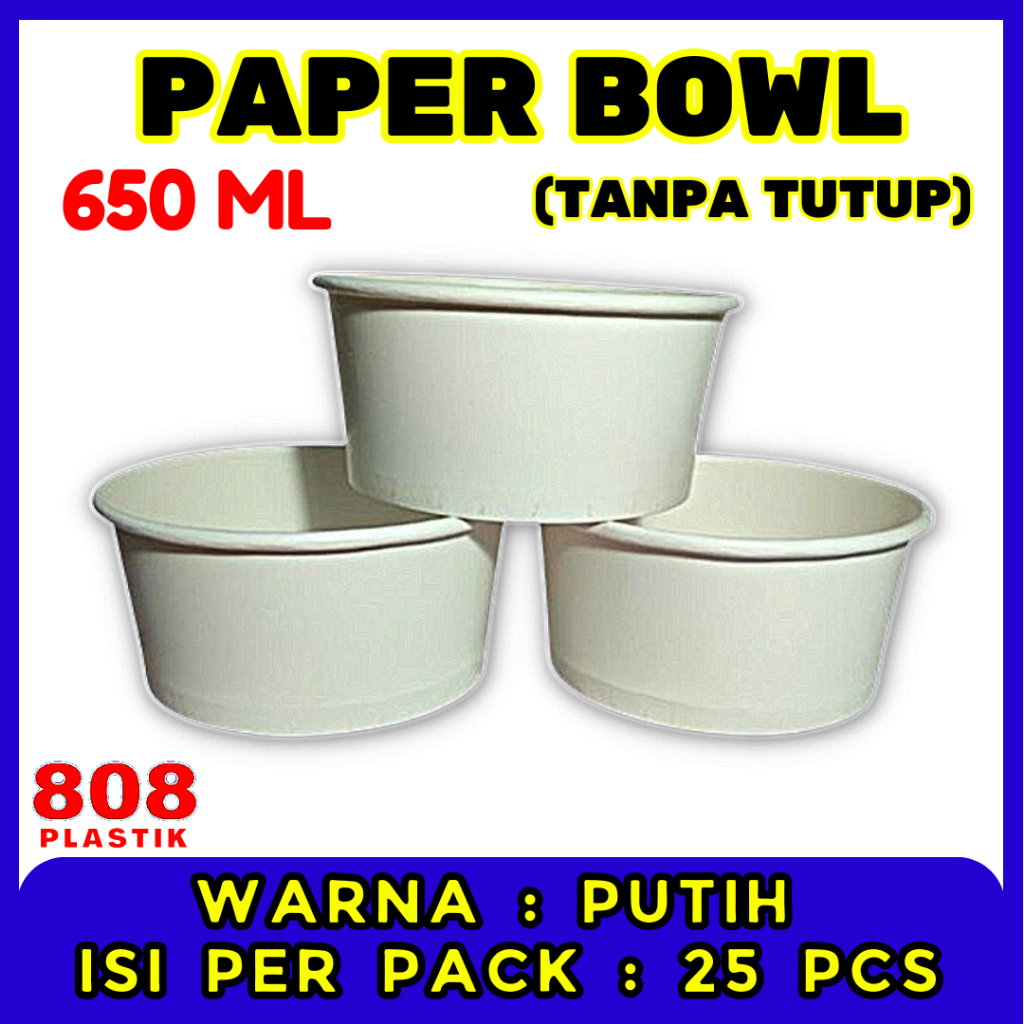 Jual Paper Bowl 650 ML / Rice Bowl / Mangkok Kertas / Mangkuk Nasi ...
