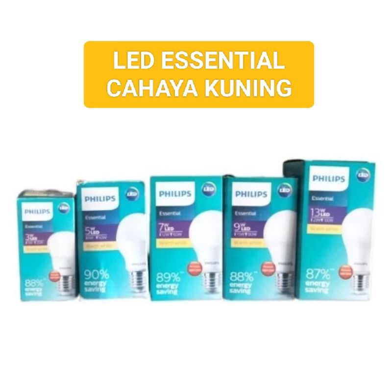 Jual PHILIPS LED ESSENTIAL KuninG 3W 5W 7W 9W Watt | E27 3000K Lampu Warna Kuning Bohlam ...