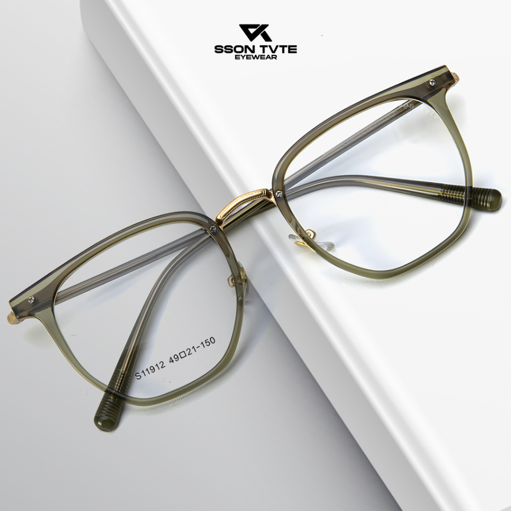 Jual SSON TVTE Frame Kacamata Lensa Minus Pria Wanita Frame Geometric ...