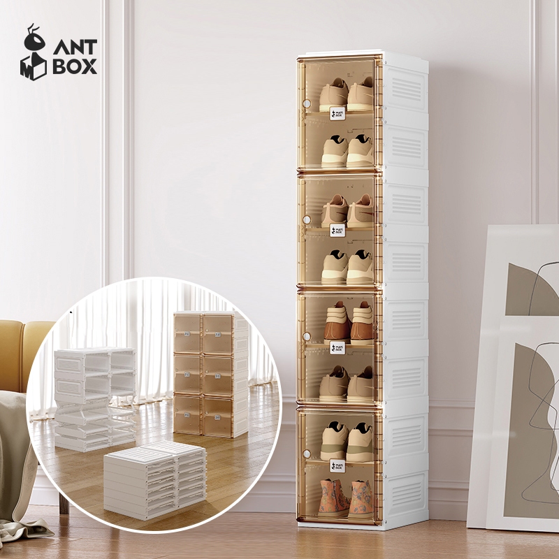 Jual ANTBOX Rak Sepatu Susun 1 Baris 2-10 Pasang Sepatu Rak Sepatu Lipat Tertutup Pintu Magnet ...