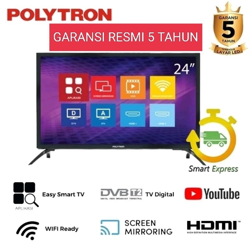 Jual TV LED POLYTRON 24 INCH SMART TV PLD24MV1859 | Shopee Indonesia