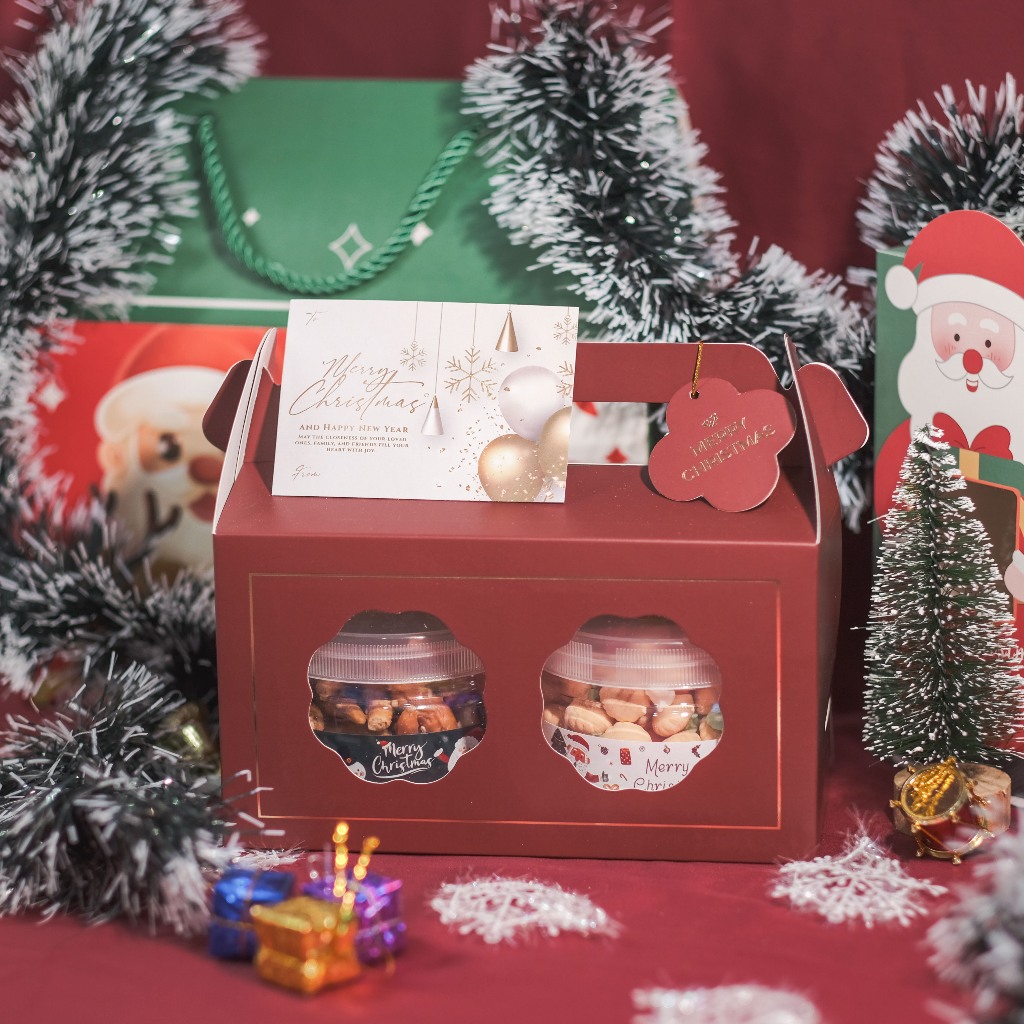 Jual Ready Stock Hampers Natal Paket 2 Toples Box PREMIUM FANCY Aneka Snack Free Card Hempers ...