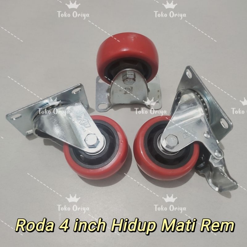 Jual roda trolley 4 inch Rem Hidup Mati / roda pvc merah hidup | Shopee ...