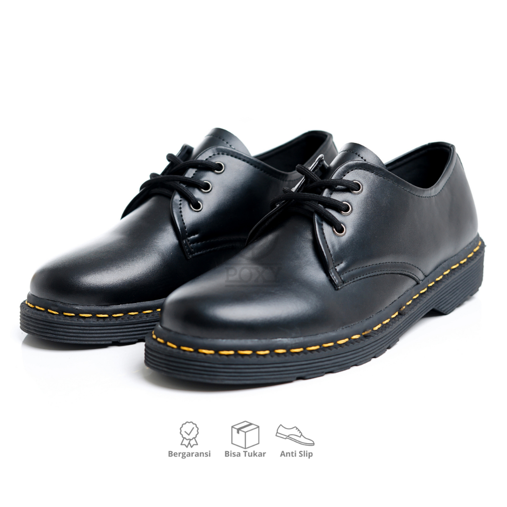 Jual Sepatu Derby Boots All Black Sepatu Pria Low Boots Docmart Unisex ...