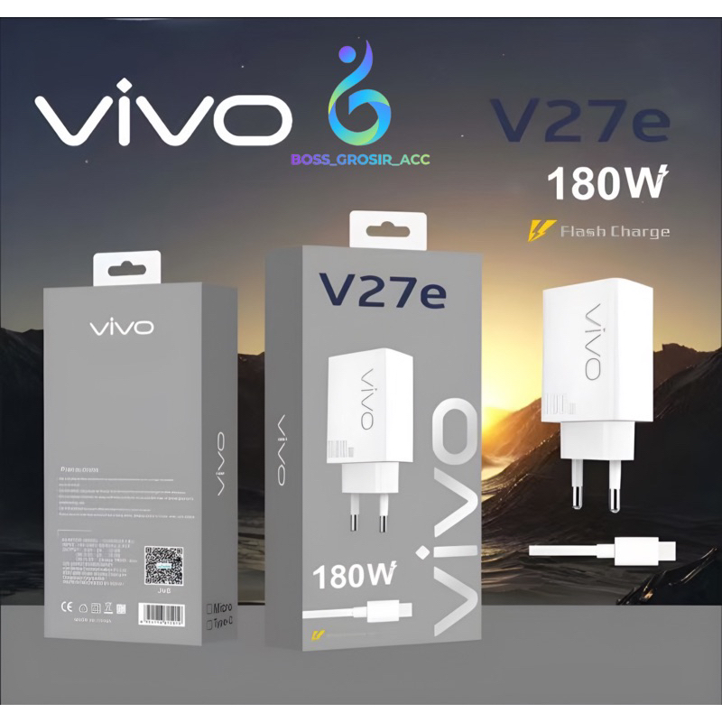 Jual Charger Vivo V27e 5G 180W Super Vooc Fast charging Micro & Type C ...