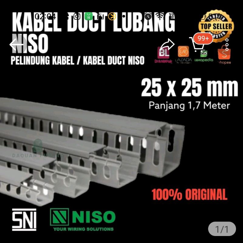 Jual KABEL WIRING DUCT PMD LUBANG BOLONG 25x25 PROTEKTOR PANJANG 1,7 M ...