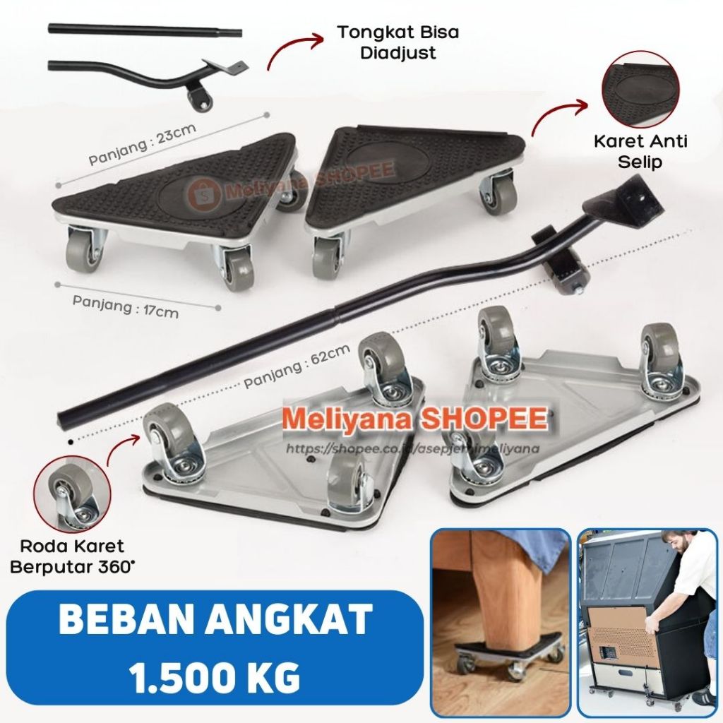 Jual alat angkat dorong pindah barang furniture lemari berat roda besi ...