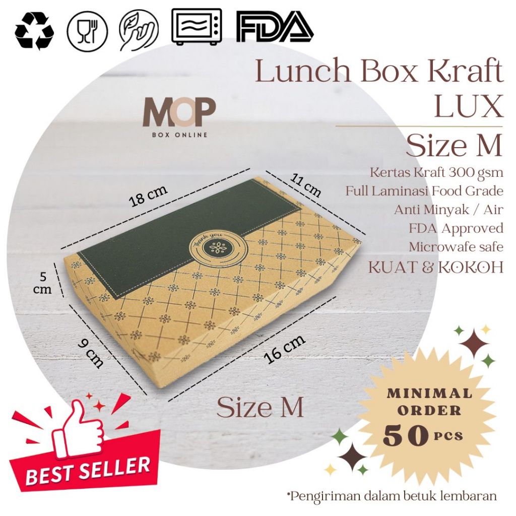 Jual Paper Lunch Box Kraft LUX Laminasi Anti Minyak Tahan Air Food ...
