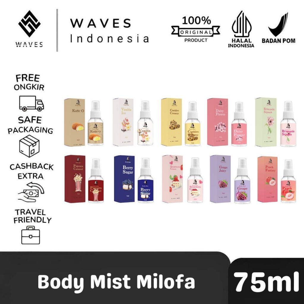 Jual Waves - BPOM PARFUM BODY MIST MILOFA 75ML PREMIUM / BODY MIST ...