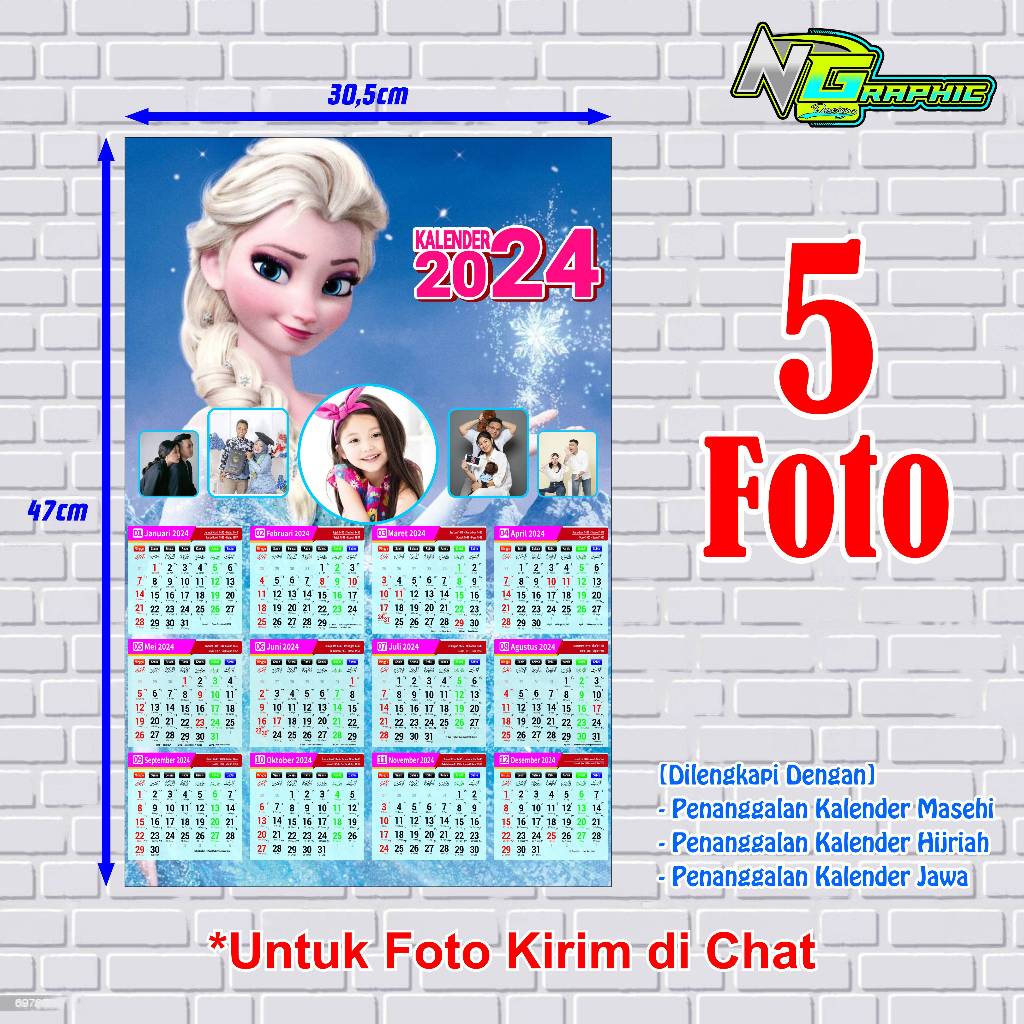 Jual Kalender aesthetic 2024 I Kalender Dinding Tanggalan Motif ...