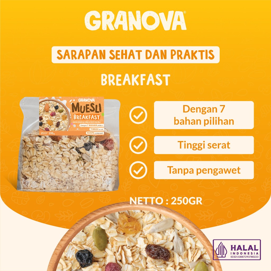 Jual Granova - Breakfast Muesli / Oat dengan Buah Kering & Kacang ...