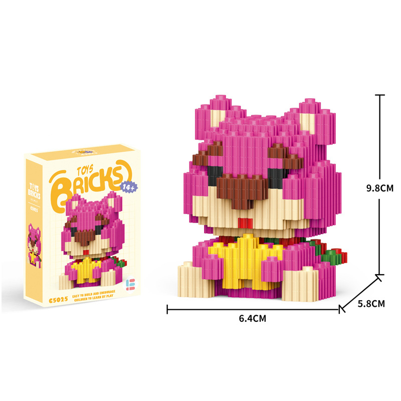 Jual Mainan Susun Balok Brick Lotso strawberry bear Bricks series ...