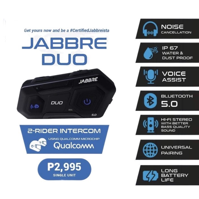 Jual Intercom Bluetooth Jabbre Duo Universal Pairing Waterproof ...