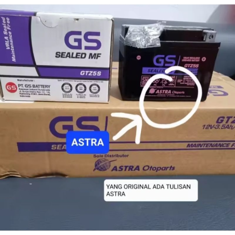 Jual AKI KERING GS ASTRA GTZ5S BEAT VARIO MIO | Shopee Indonesia