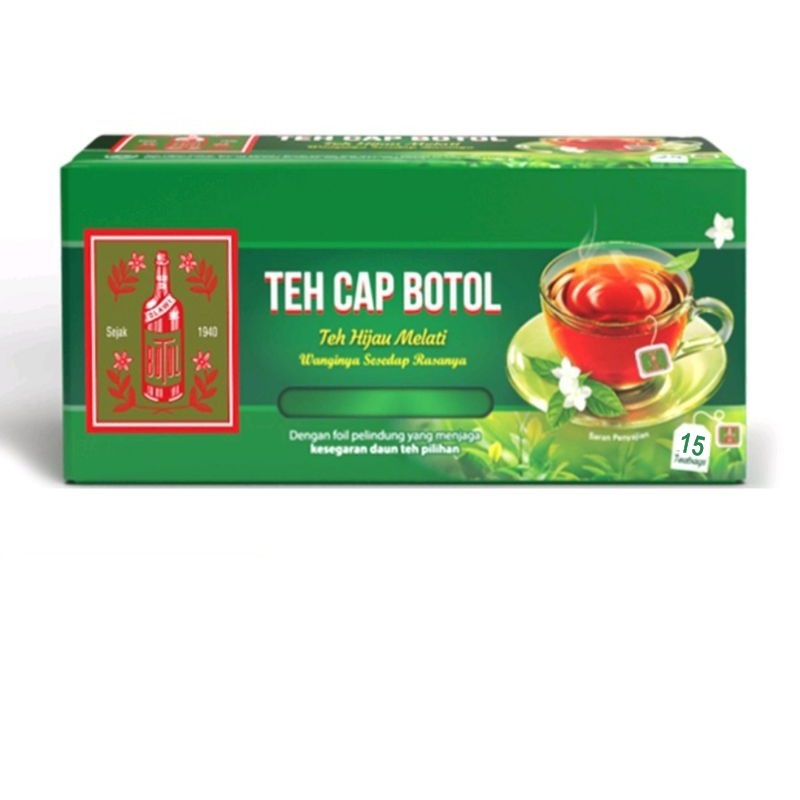 Jual TEH CAP BOTOL HIJAU CELUP / 1 BOX ISI 15 KANTONG TEH CAP BOTOL ...