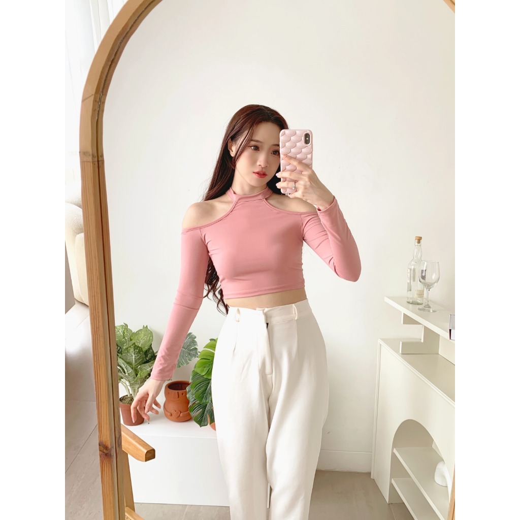 Jual Korean Crop Top Lengan Panjang Longsleeve Crop Tee B1890 | Shopee ...