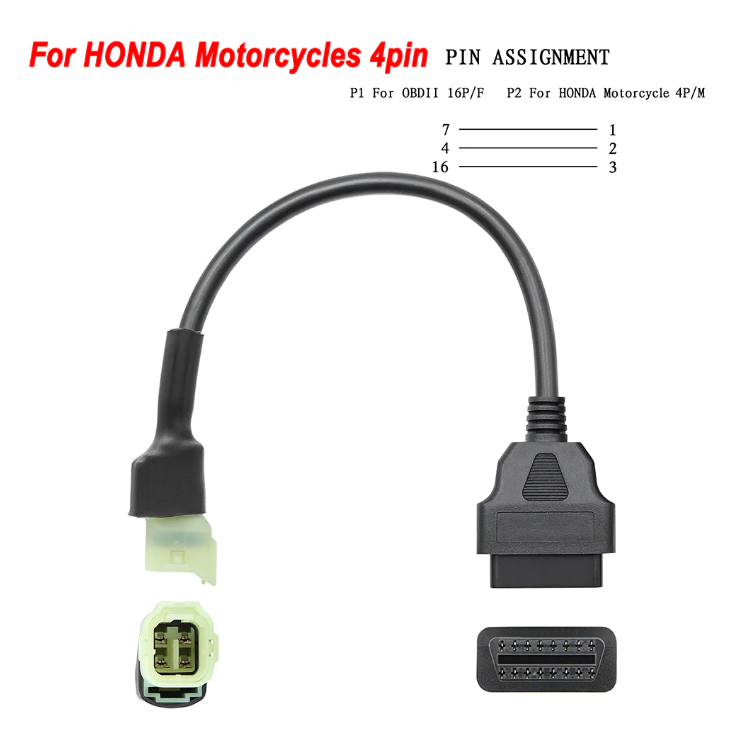 Jual Adapter OBD2 Honda 4 PIN Motor OBD2 16 PIN TO 4 PIN konverter ...