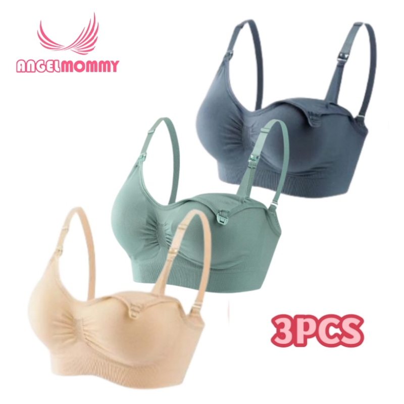 Jual 3PCS ANGEL MOMMY Bra Menyusui Fashion Jumbo Kancing Depan Tanpa Kawat Bh Menyusui Bahan ...