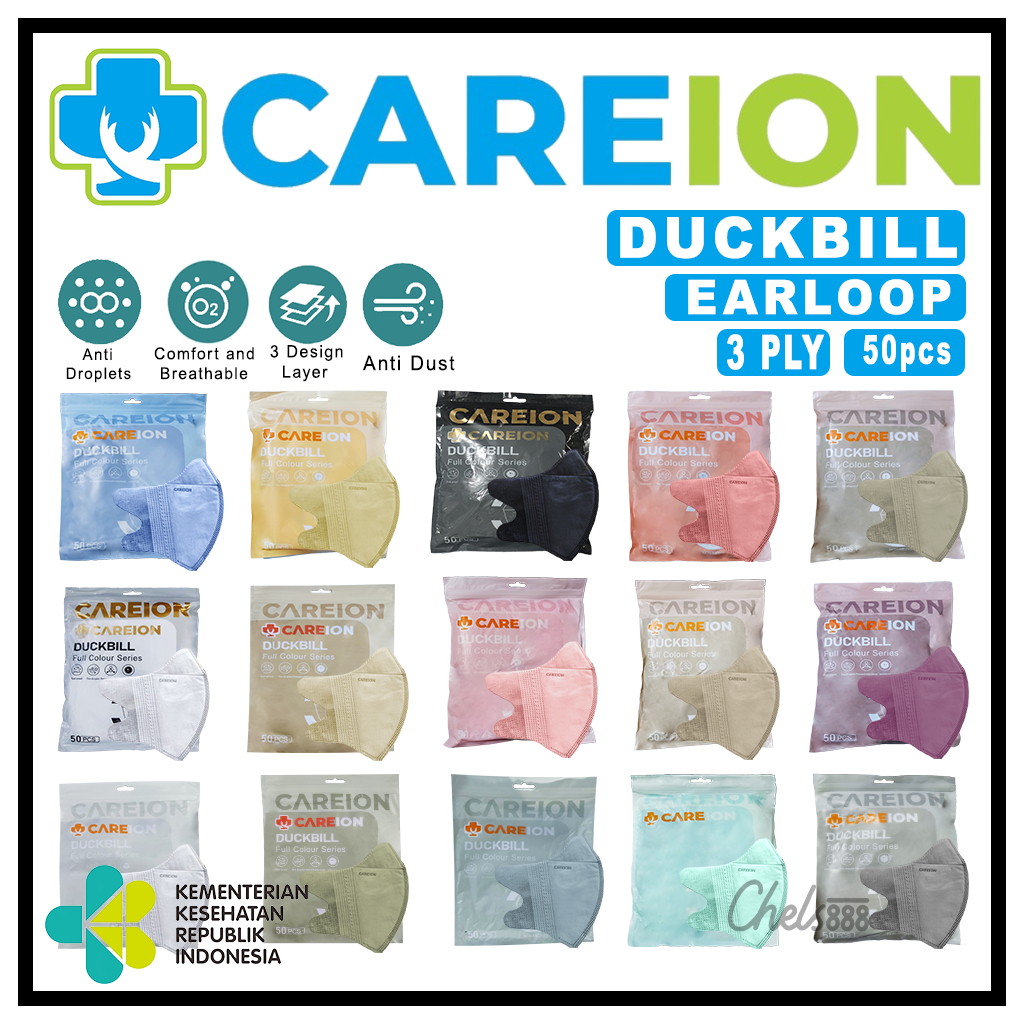 Jual Masker Duckbill Earloop Careion Full Colour Series Emboss 3ply isi 50pcs | Shopee Indonesia