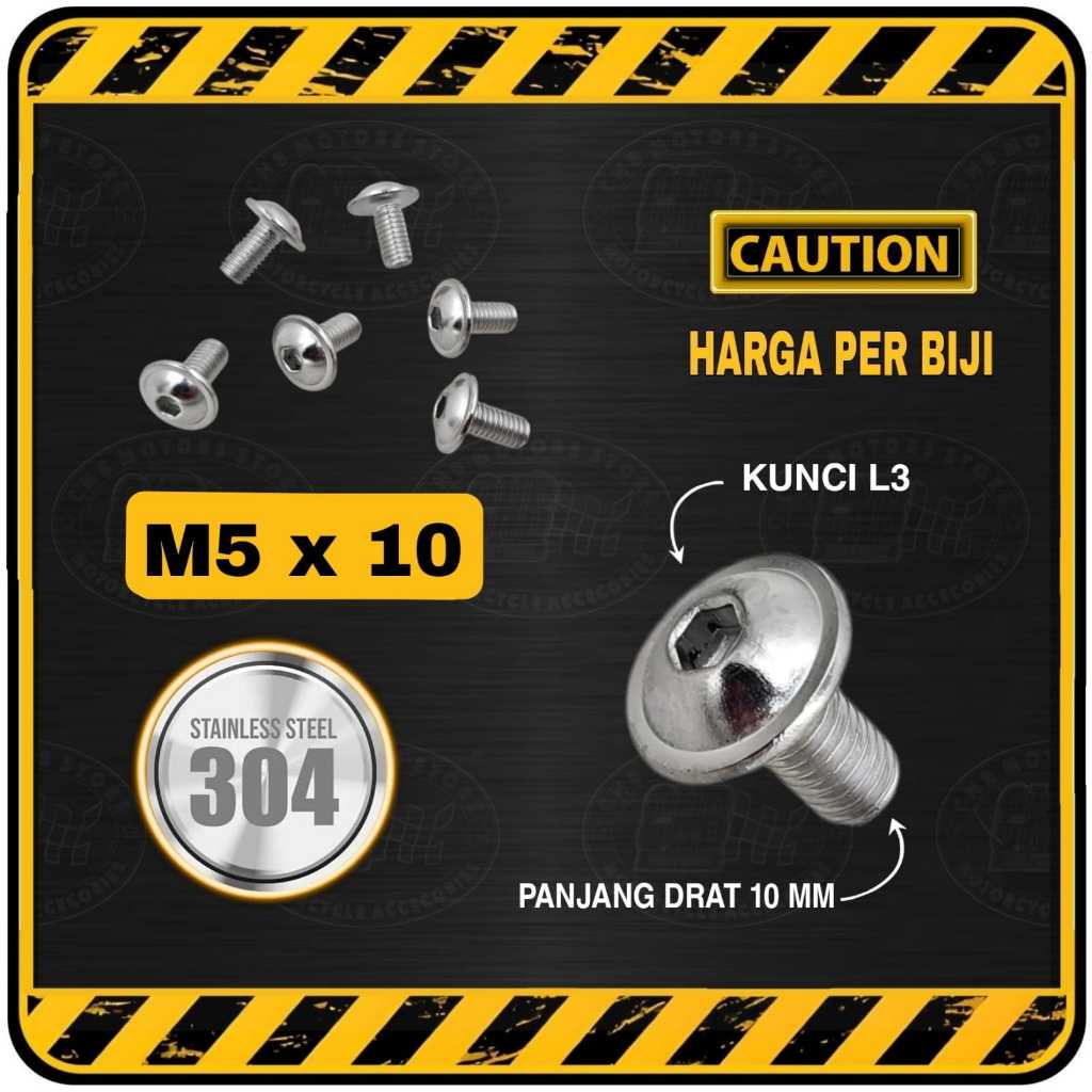 Jual Baut L STAINLESS Button Flange M5 x 10 || M5x10 ( Setara Baut Kunci 8 | Panjang 10 mm / 1 ...