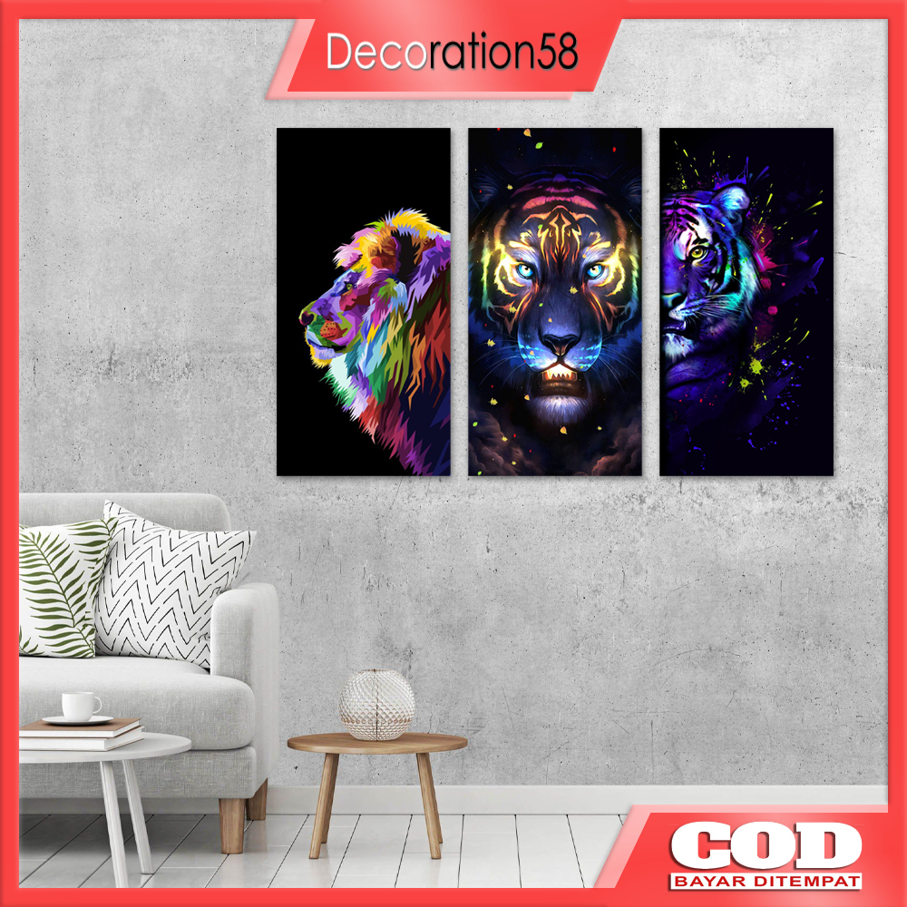Jual Hiasan Pajangan Dinding Poster Gambar Hewan Singa Harimau ...