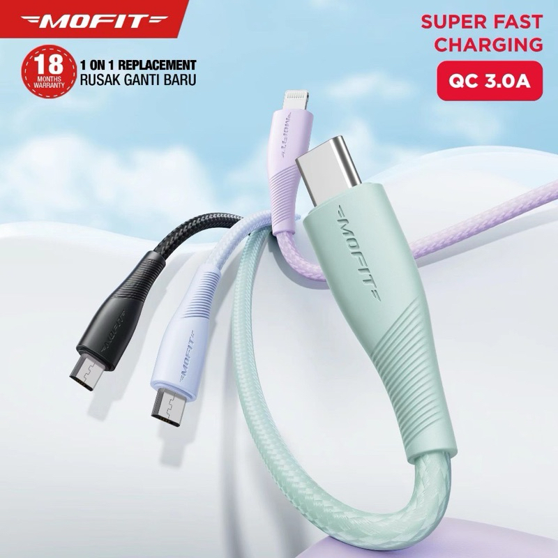 Jual kabel MOFIT NYLON BRAIDED support fast charging 3A | Shopee Indonesia