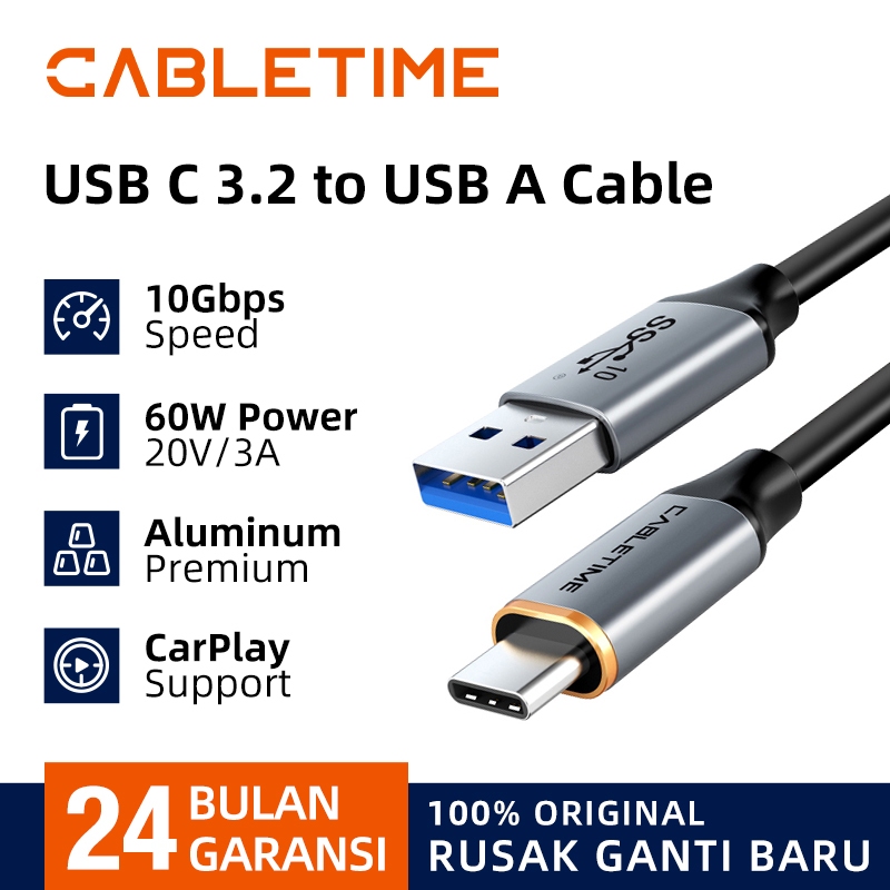 Jual CABLETIME Kabel Data USB Type C 3.1 Gen 2 3A Fast Charging Prime ...