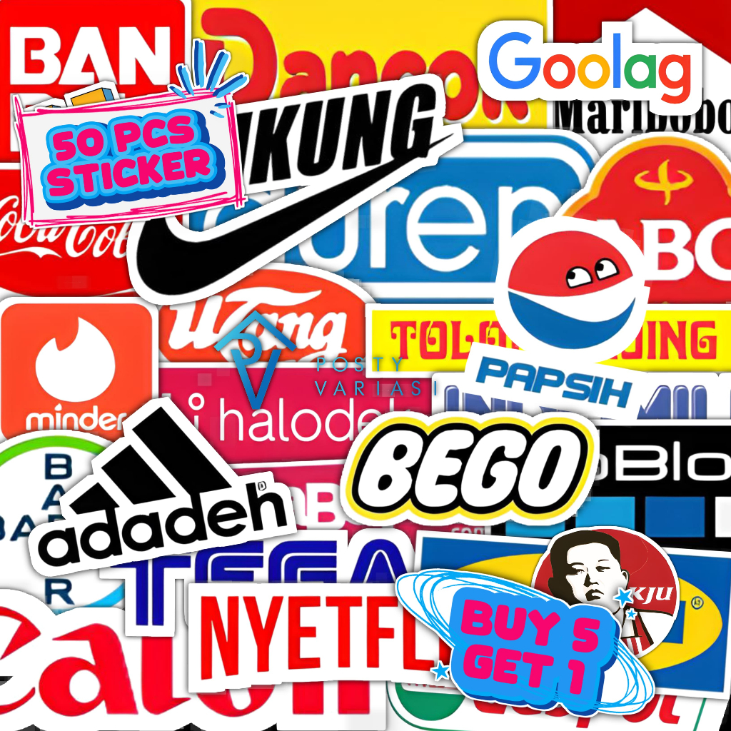 Jual 50 Pcs Sticker Pack Brand Parody Humor Lucu Typo Logo Untuk Case ...