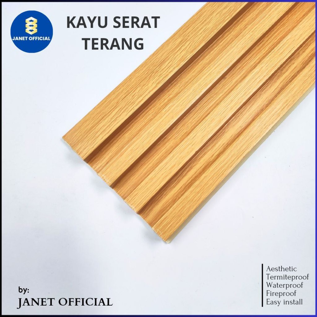 Jual WPC Wall Panel WARNA KAYU SERAT TERANG 3 meter 300cm X 17cm X 2.4cm | pvc Wallpanel Wood ...