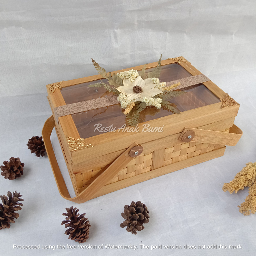 Jual Rantang Persegi Panjang Transparan 30 x 20 Pita Ukiran Emas ...