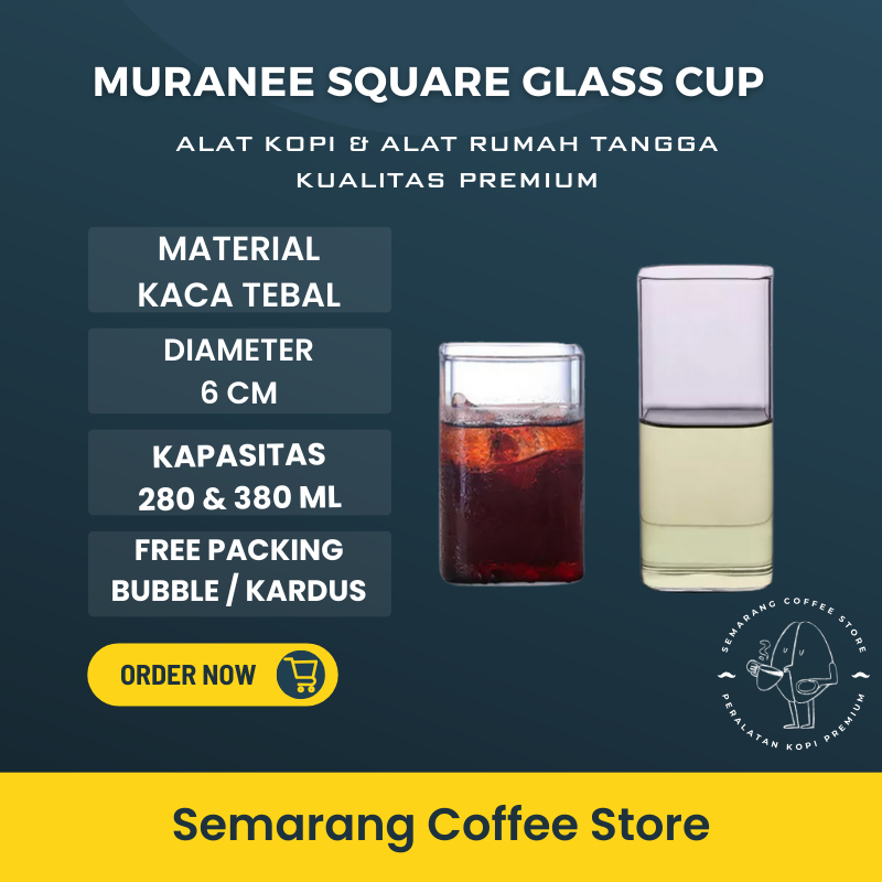 Jual Gelas Minum Minuman Cafe Borosilicate Glass Bentuk Kotak Persegi ...