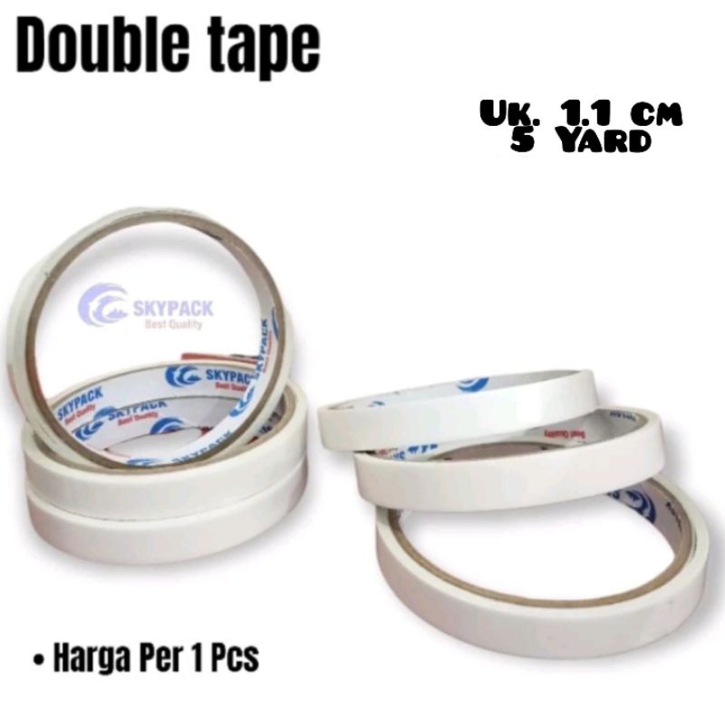 Jual ISOLASI LAKBAN DOUBLE TAPE SKYPACK UKURAN 1.1cm x 5 Yard | Shopee ...