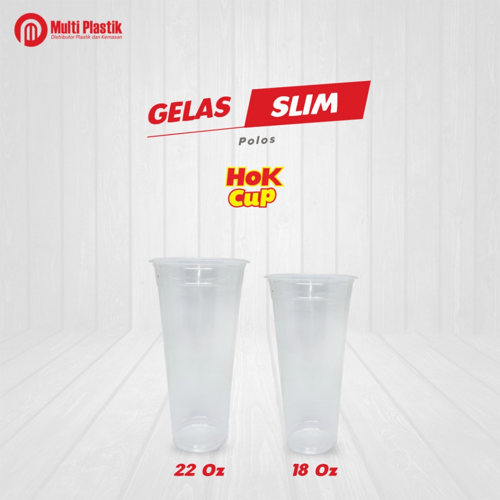 Jual HOK Cup Slim Series - Gelas Plastik 22 oz / 18 oz Isi 1000 - Teh ...
