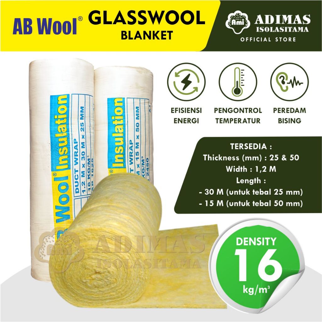 Jual Glasswool Roll AB Wool Tebal 25mm & 50mm Insulasi Peredam Panas ...