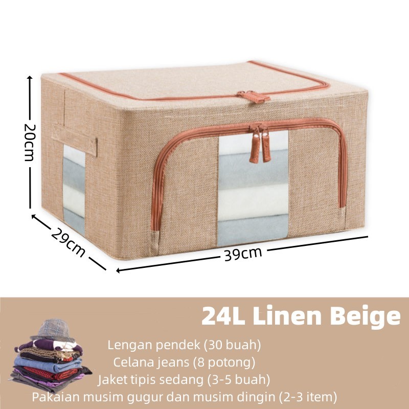 Jual linen katun lebih tebal organizer box Lipat storage box pakaian ...