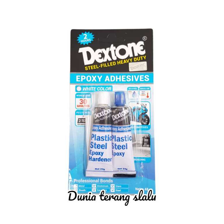 Jual DEXTONE lem besi WHITE COLOR epoxy adhesives 48gr 2 HOURS Plastic ...