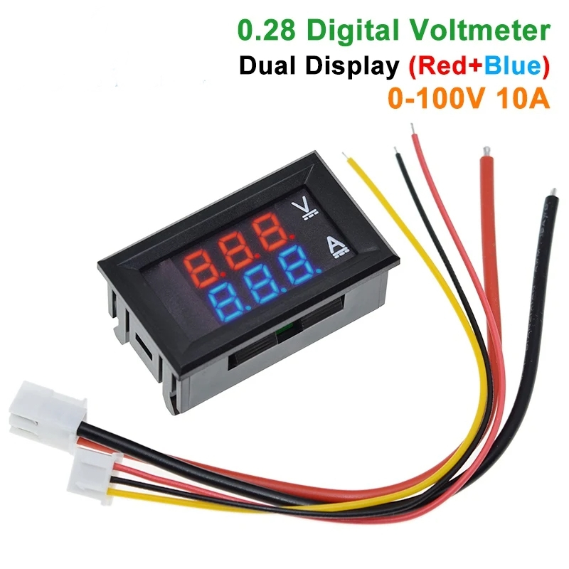 Jual Amperemeter Alat Pengukur Listrik Voltmeter Ammeter Red Blue LED Lengkap Frame 0-100V 10A ...