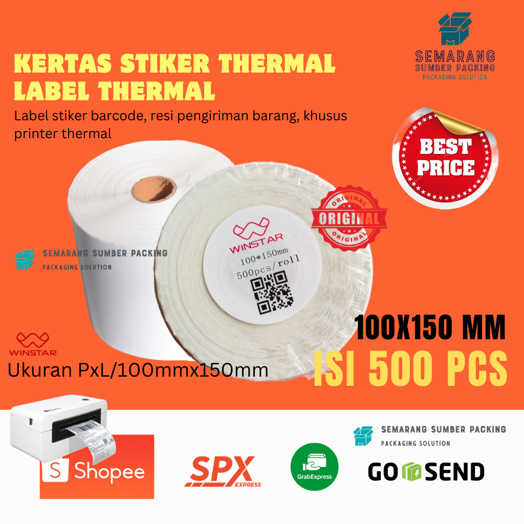 Jual Kertas Label Thermal Stiker 100x150 mm isi 500 pcs roll dan Lipat winstar | Shopee Indonesia