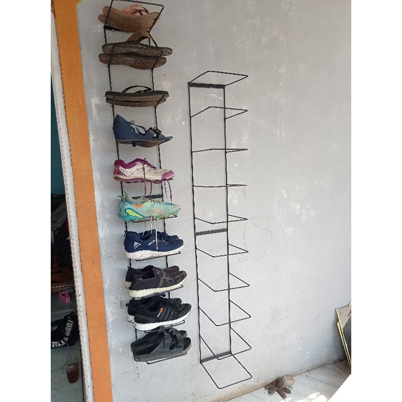 Jual Rak sepatu susun 10 bahan besi/Rak gantung sepatu tempel dinding ...