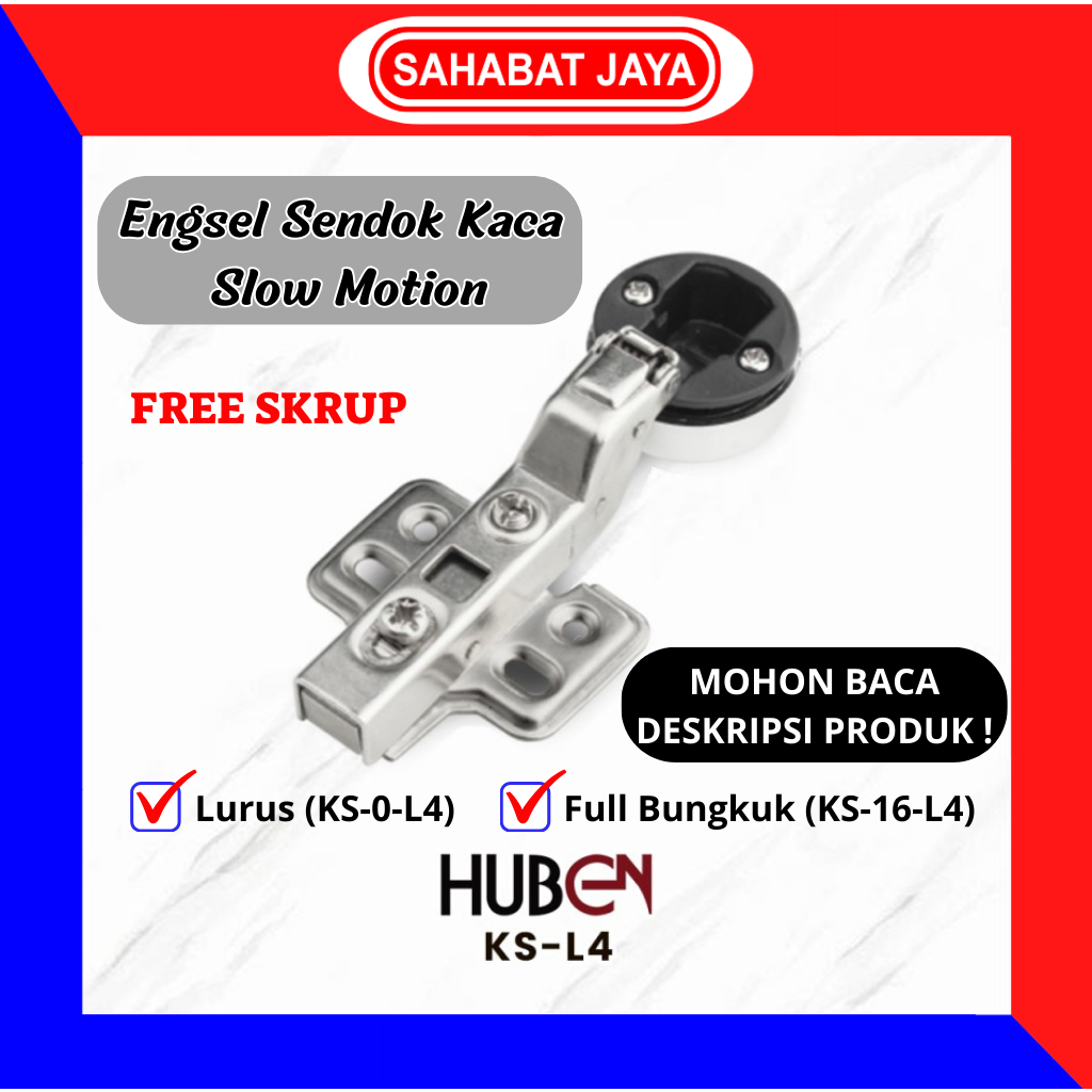 Jual HUBEN Engsel Sendok Kaca KS L4 Bulat Pintu Lemari Slow Motion ...