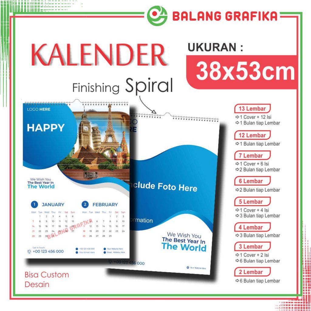 Jual Cetak Kalender Dinding Custom Kelender Sekolah Instansi Perusahaan ...