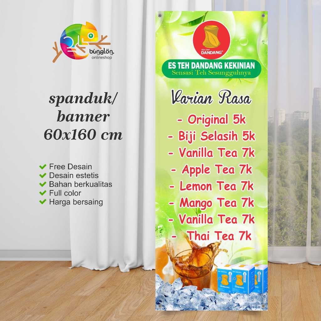 Jual Spanduk Banner 60x160 Es Teh Dandang Hijau Custom | Shopee Indonesia Jual Spanduk Banner 60x160 Es Teh Dandang Hijau Custom | Shopee Indonesia