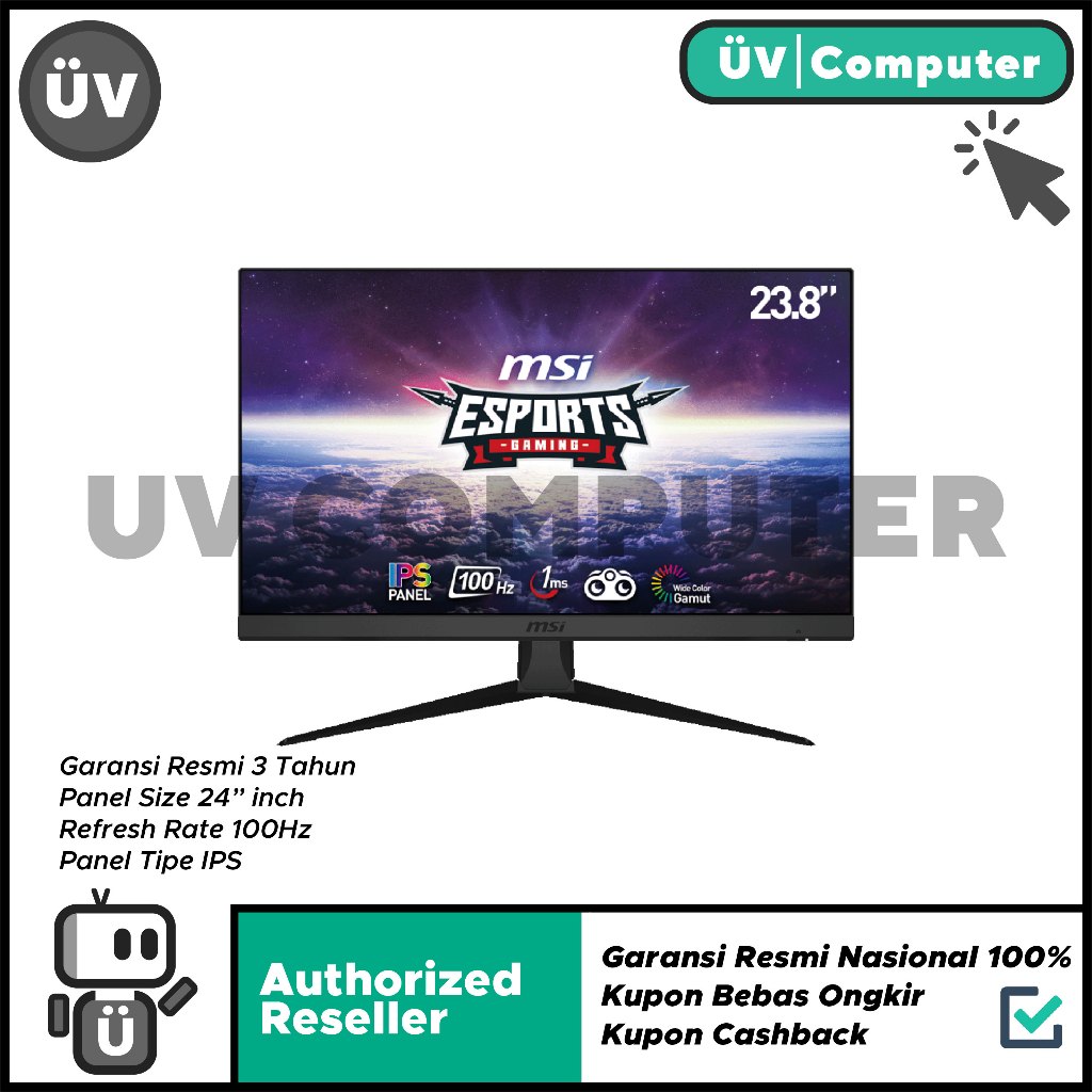 Jual Monitor LED LCD MSI OPTIX G2412V 23.8" 24" inch IPS Full FHD 100Hz Resmi | Shopee Indonesia